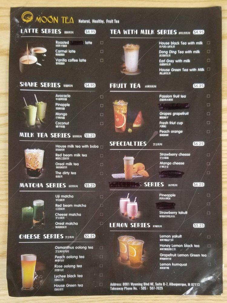 Menu at Starry Moon, Albuquerque, Wyoming Blvd NE suite b-7