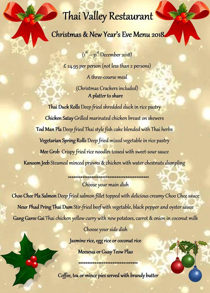 Menu at Thai Valley Restaurant, Selkirk