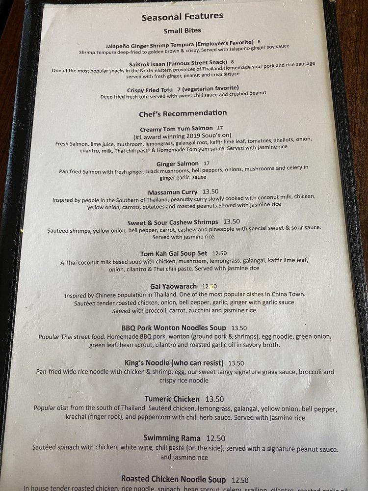 Menu at Thai the Knot Asian kitchen restaurant, Newberg