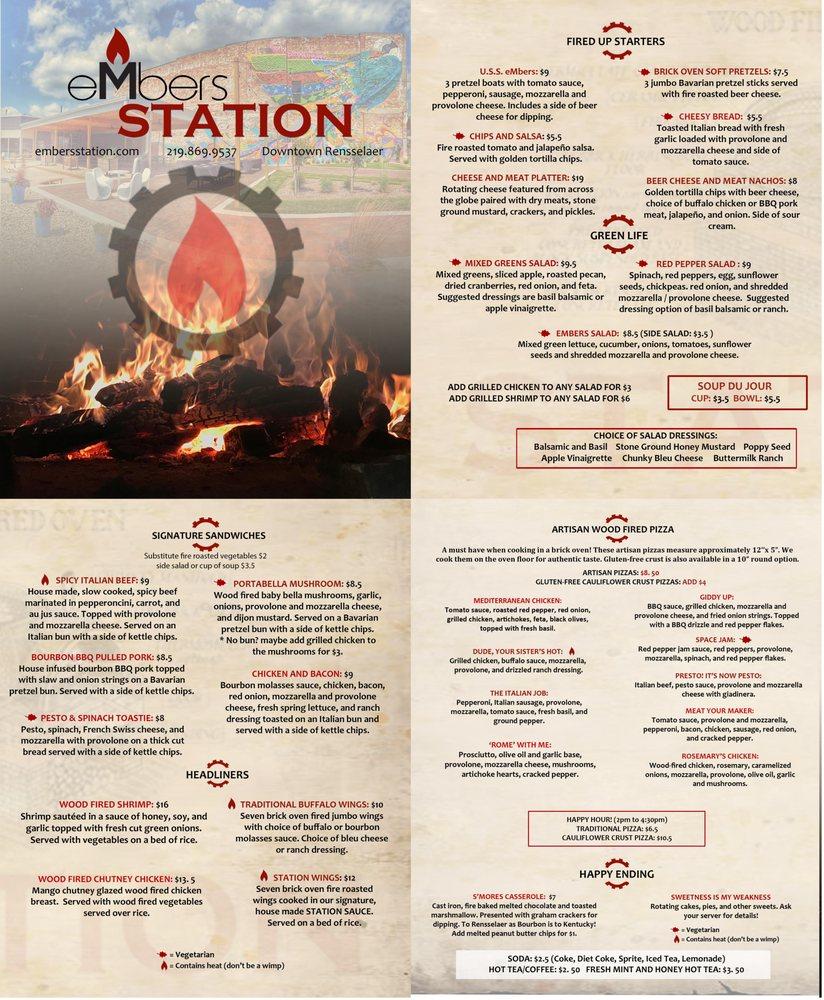 Menu at eMbers Station Bistro & Bar, Rensselaer