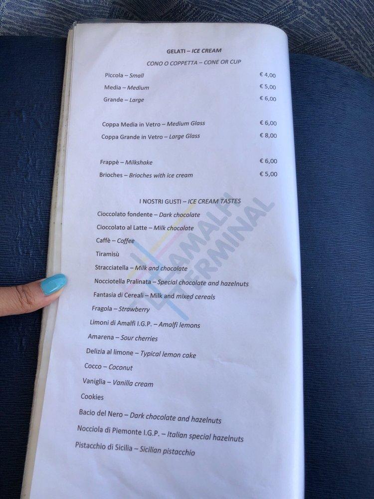 Menu da Amalfi Terminal pub & bar, Amalfi
