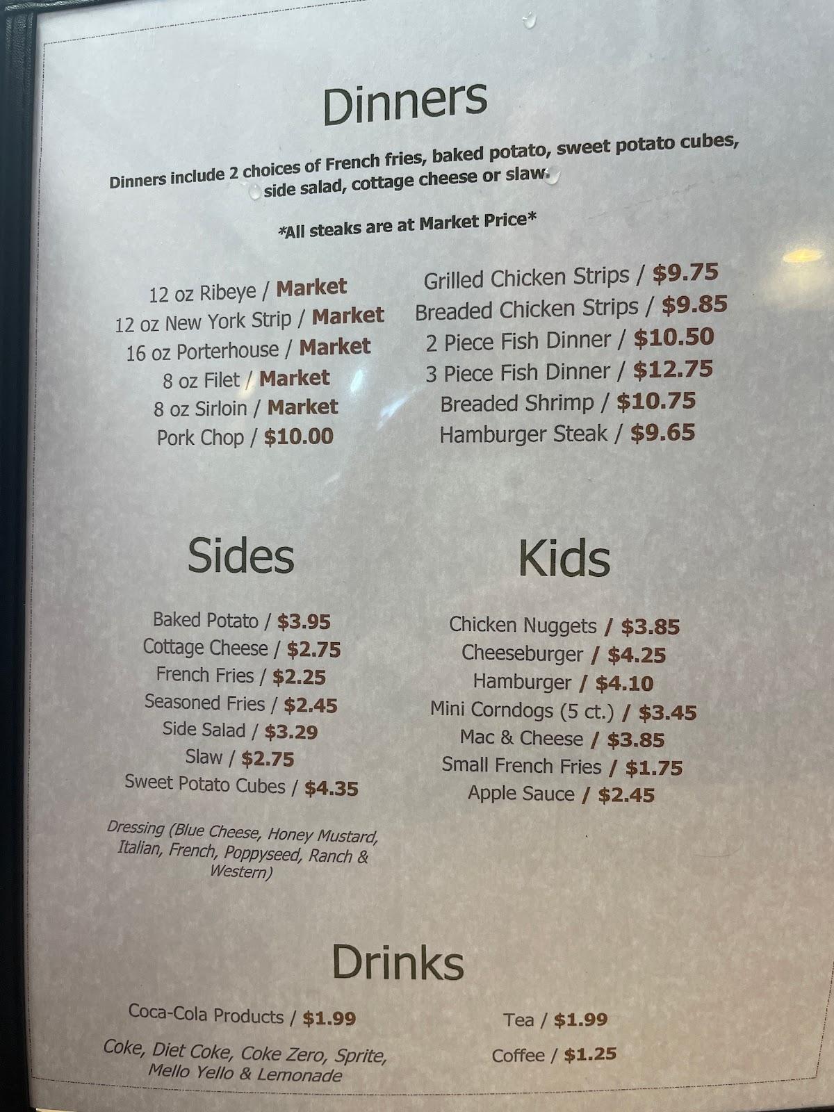 Menu at Andy's Diner restaurant, Elwood
