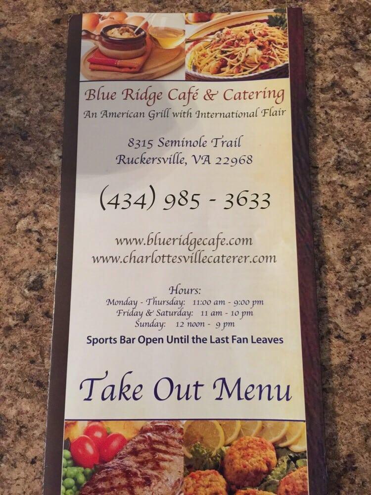 Menu at Blue Ridge Cafe & Catering, Ruckersville