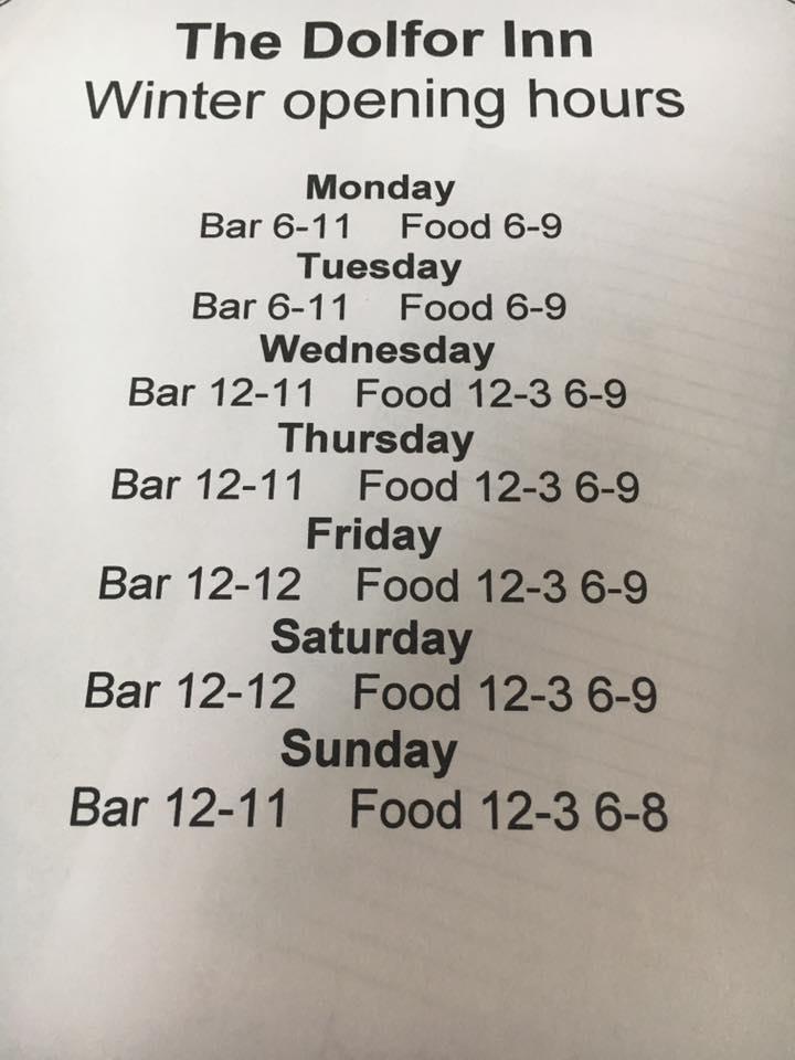 Menu at Dolfor inn pub & bar, Newtown, Dolfor
