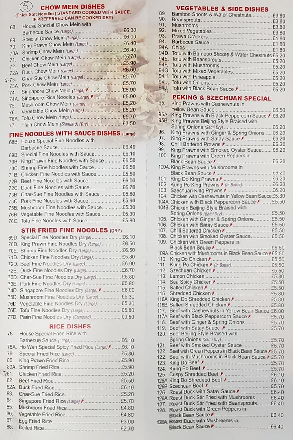 Menu at Howan Takeaway fast food, Newbury