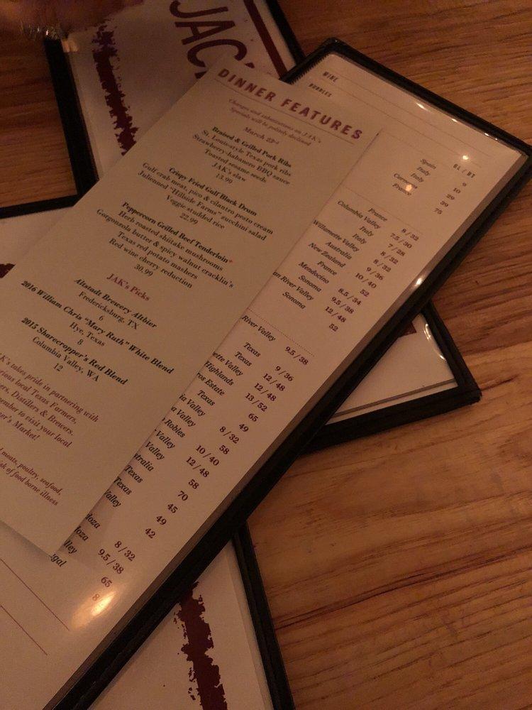Menu at Jack Allen's Kitchen Oak Hill restaurant, Austin, State Hwy 71 West