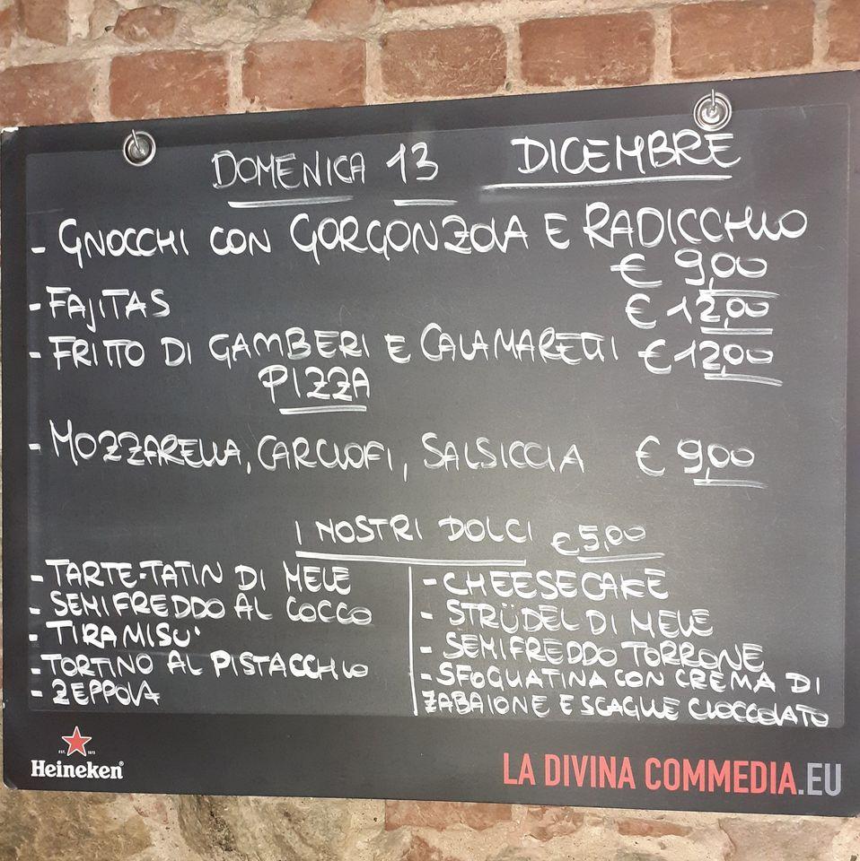 Menu da La Divina Commedia pub & bar, Torino