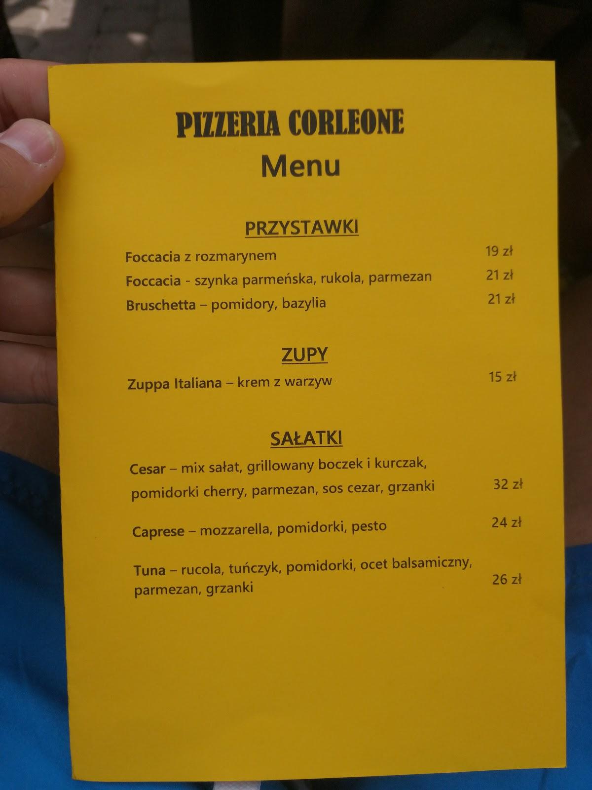 Menu at Pizzeria Corleone, Darlowo