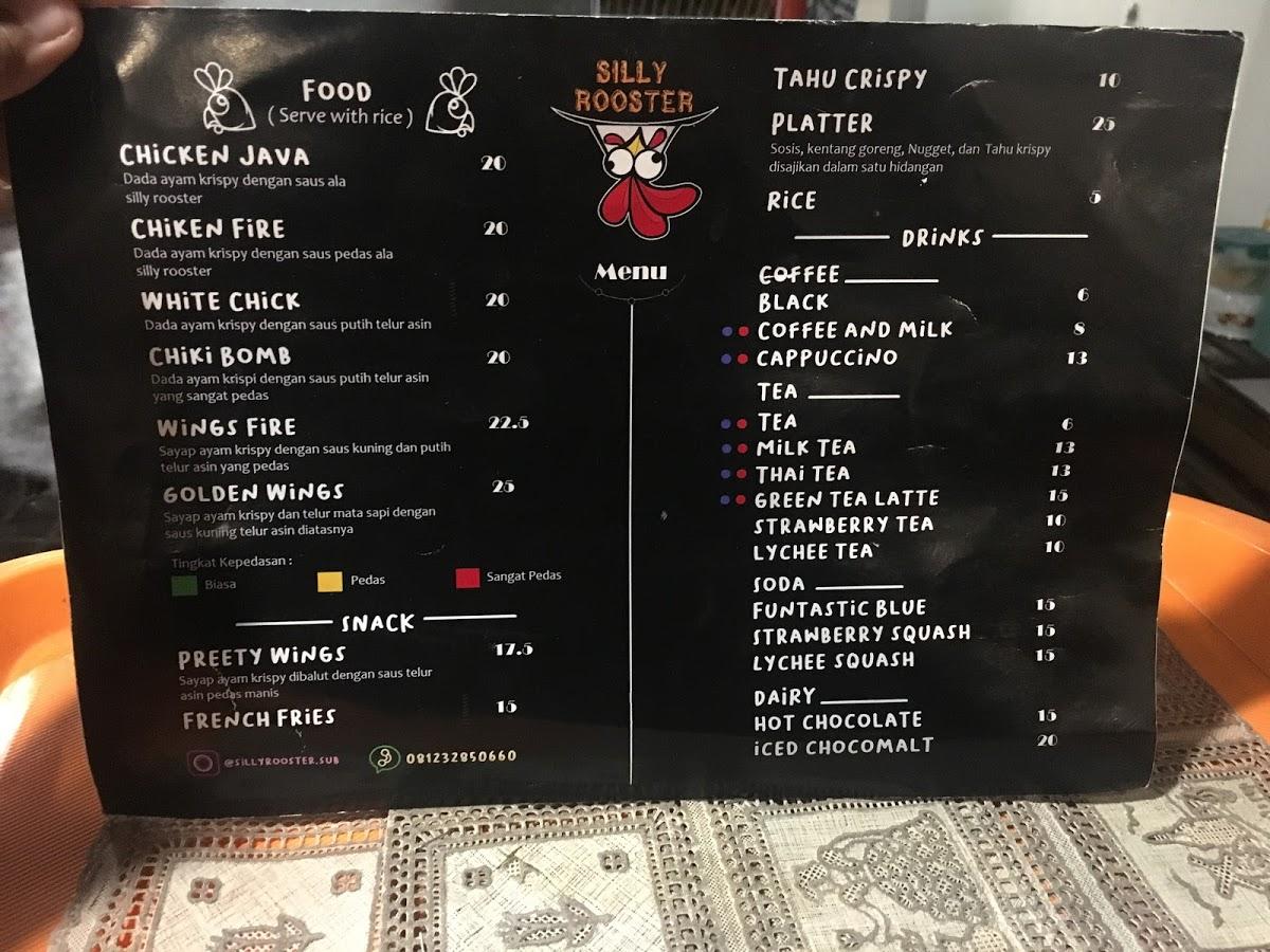 Menu at Silly Rooster, Surabaya