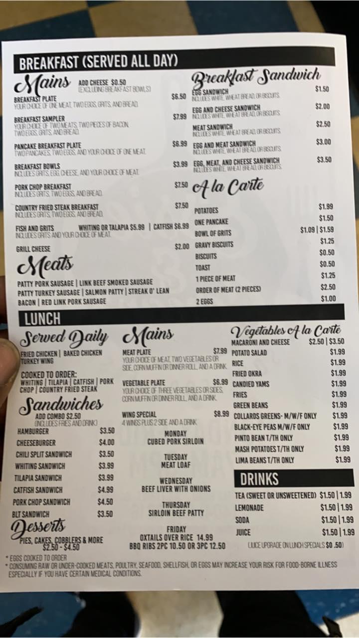 Menu at Lets Eat Cafe, Scottdale