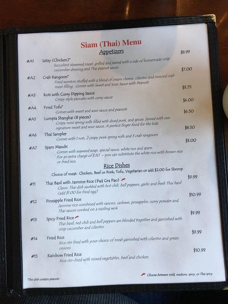 Menu at Saigon -2- Siam Bistro restaurant, Gilroy
