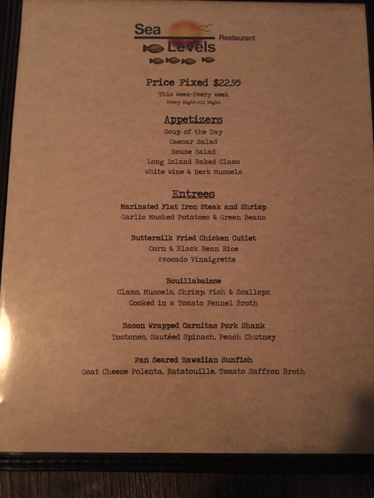 Menu at Sea Levels Restaurant, Brightwaters