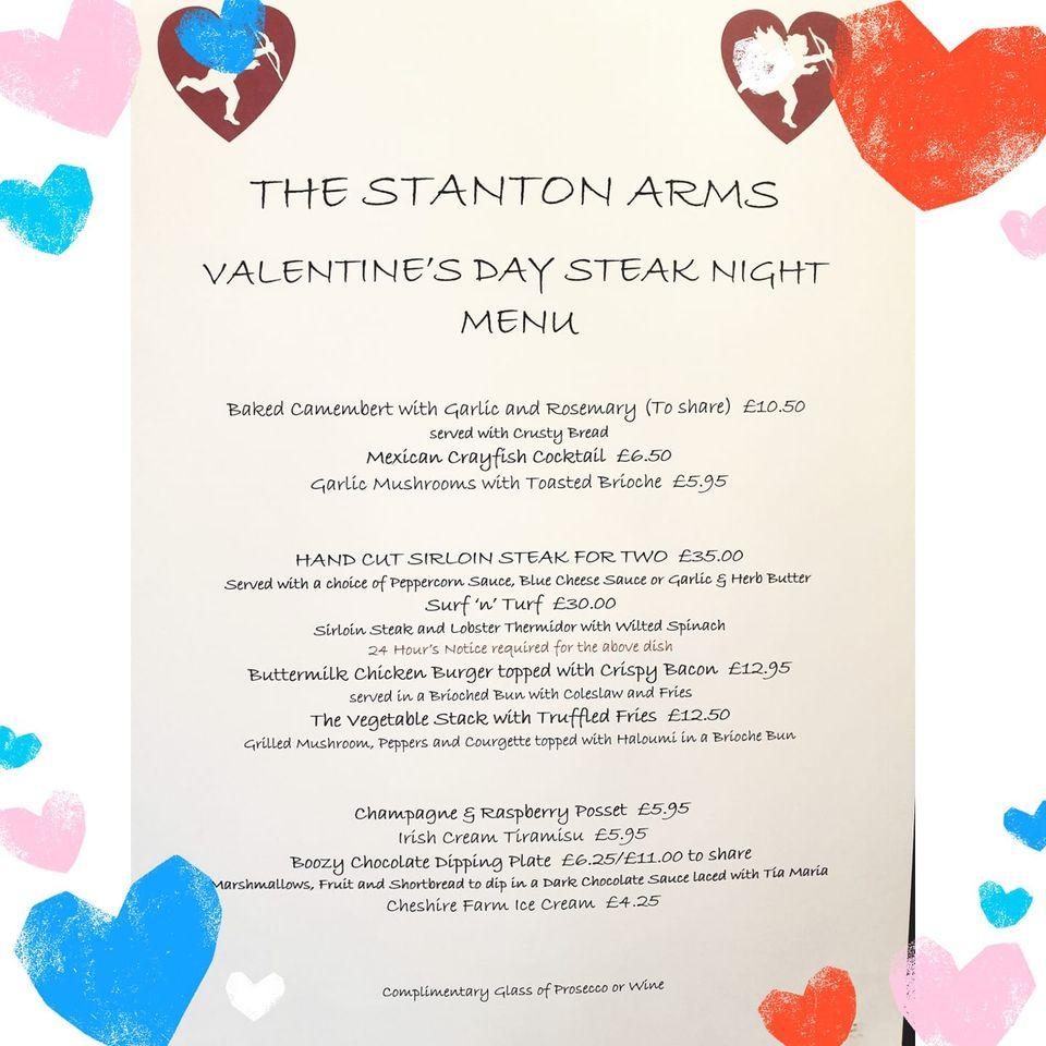 Menu at The Stanton Arms pub & bar, Shawbury, Moreton View