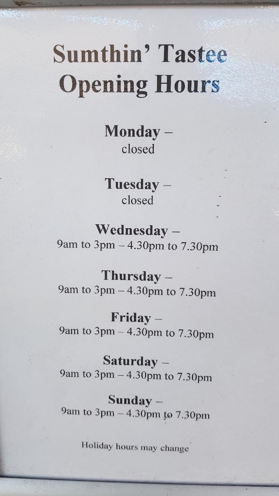 Menu at Sumth'n Tastee On Charles restaurant, Iluka