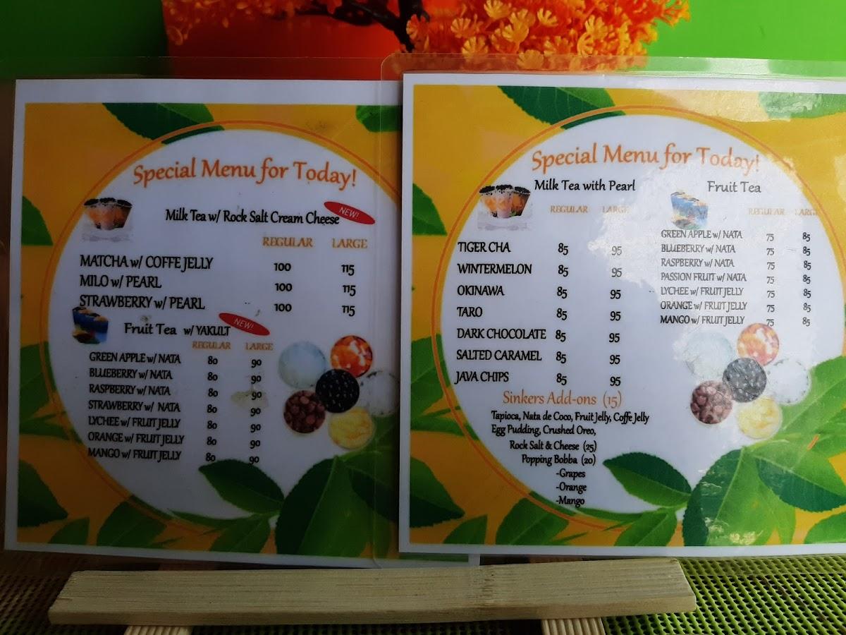 Menu at Tiger Leaf Tea cafe, Angono