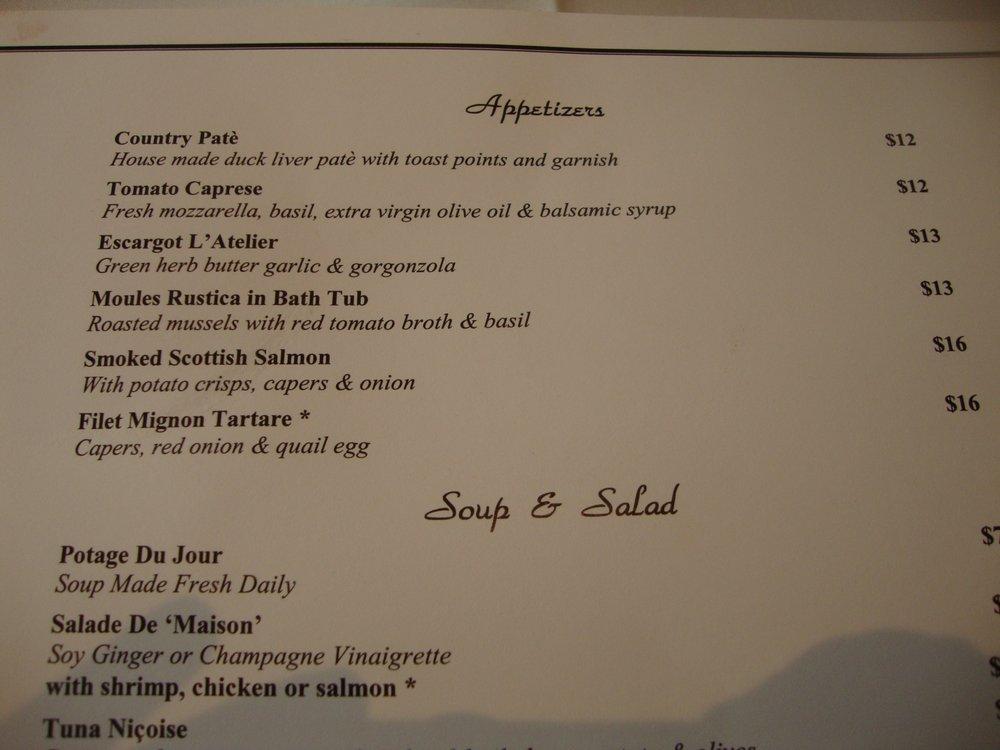 Menu at Atelier by Radex desserts, Denver