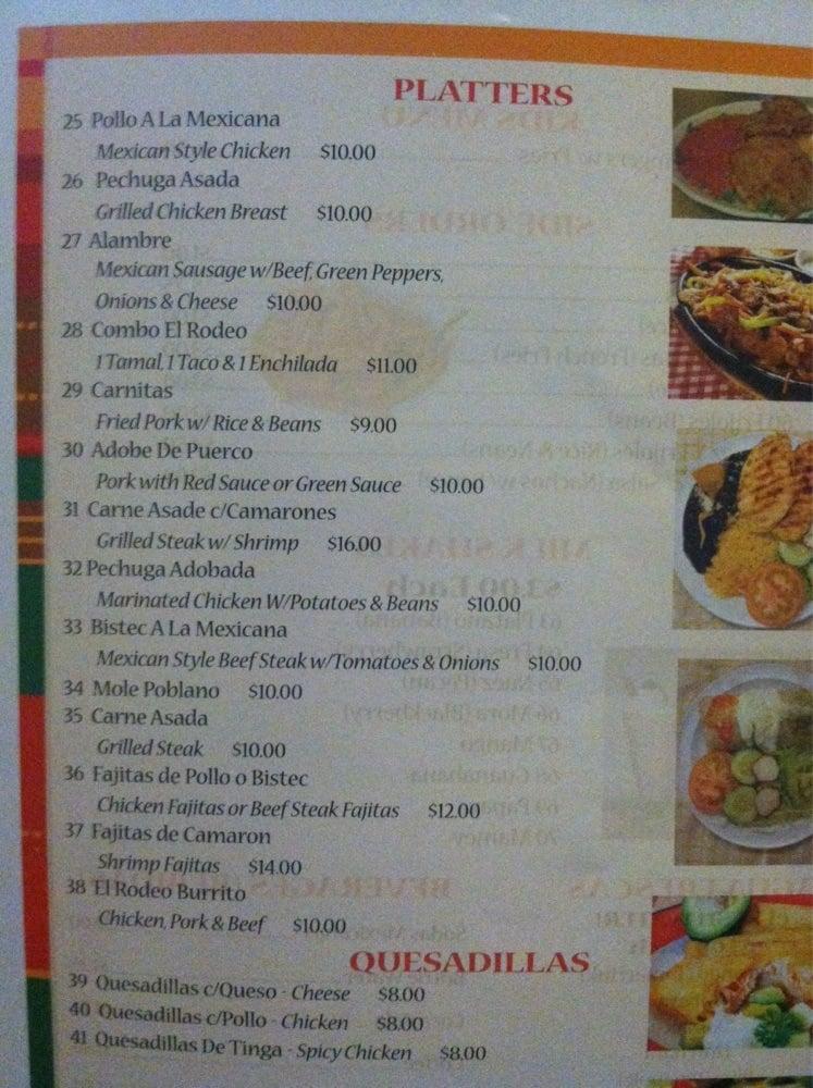 Menu at El Rodeo restaurant, East Moriches