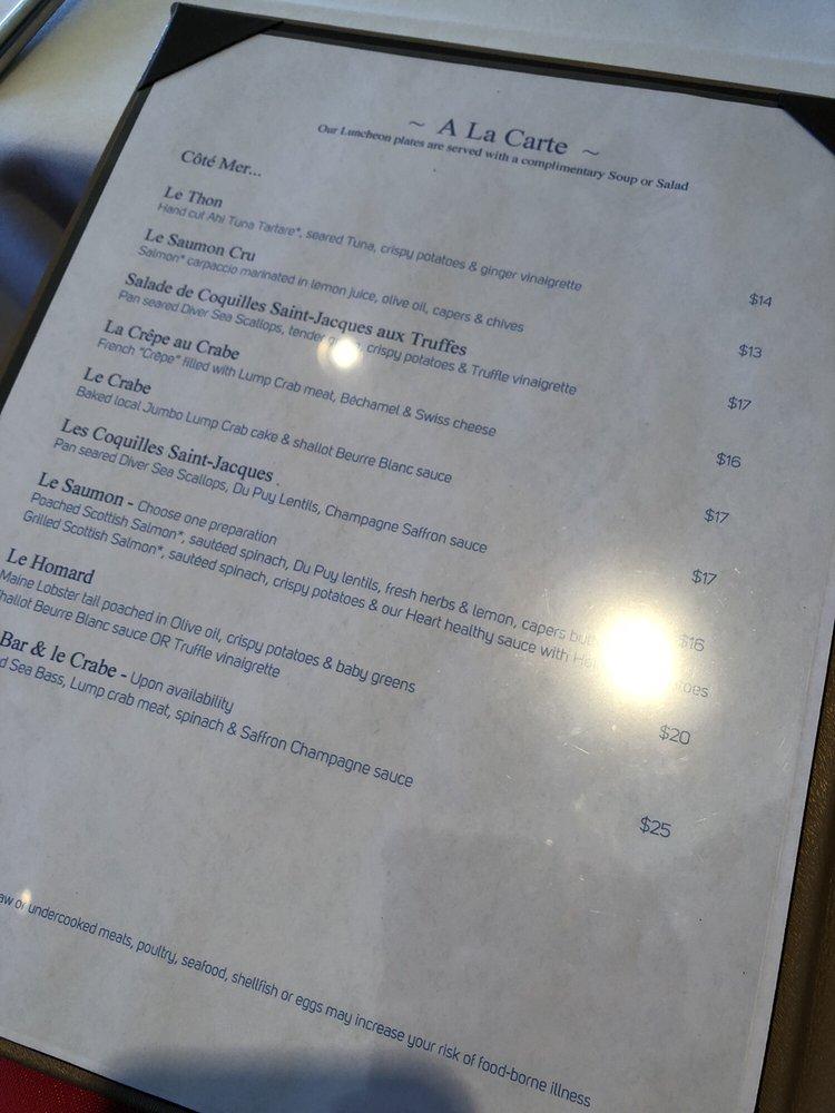 Menu at Le Yaca Virginia Beach restaurant, Virginia Beach