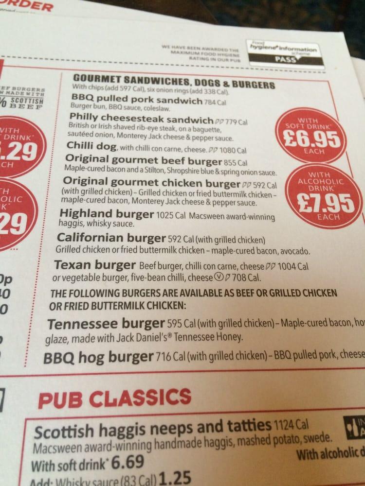 Menu at The Standing Order - JD Wetherspoon pub & bar, Edinburgh, 62-66 ...