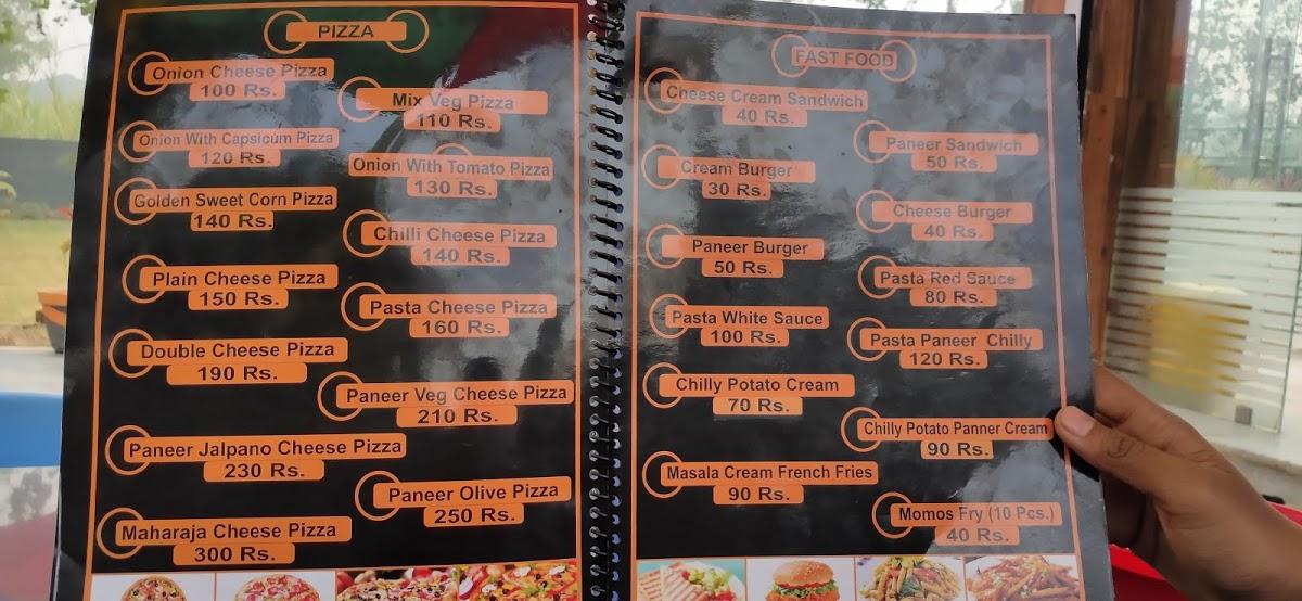 Menu at the black point restaurant and water park, India