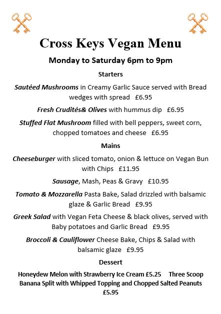 Menu at Cross Keys Chatteris pub & bar, Chatteris