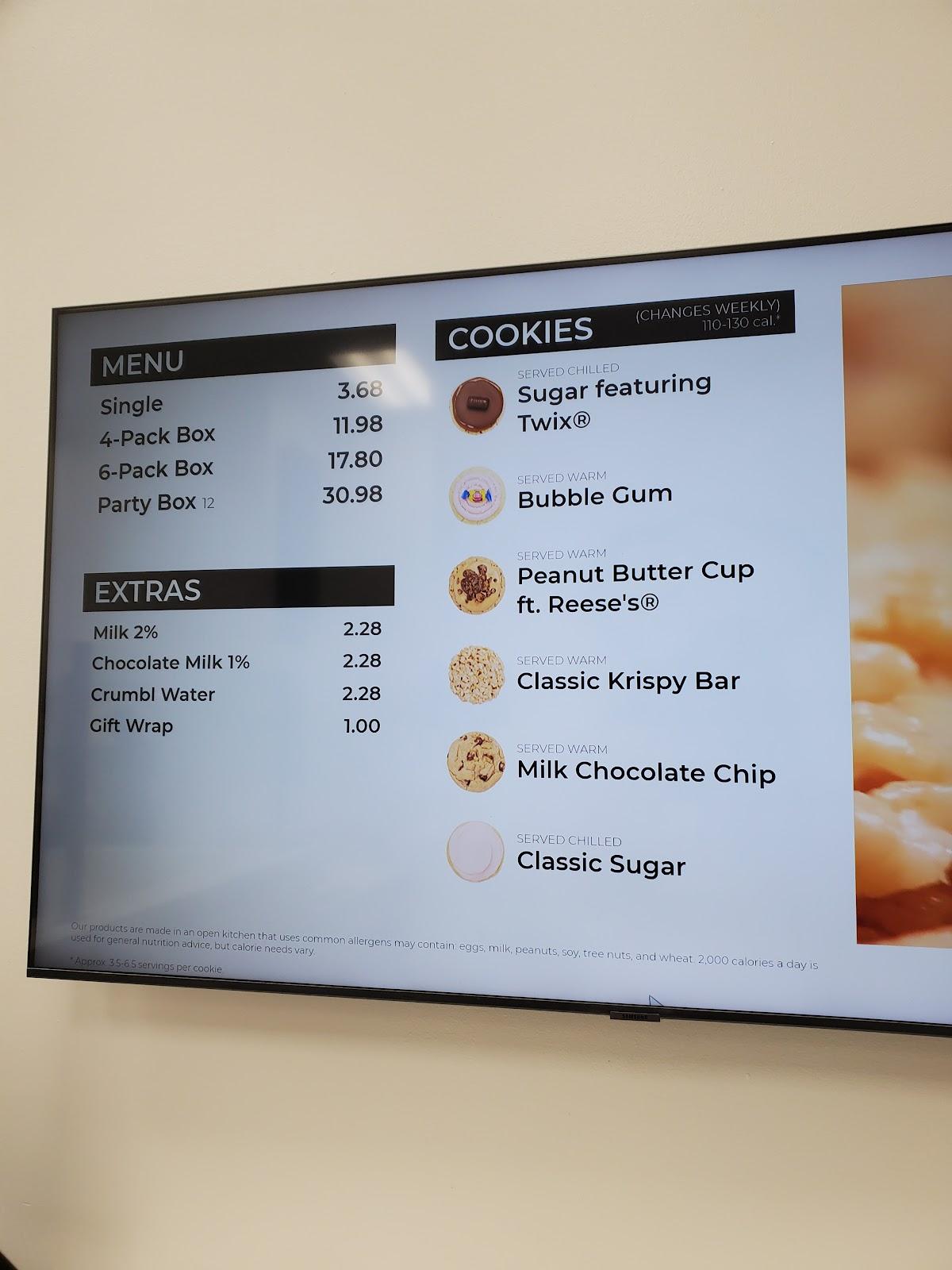 Carta del postres Crumbl Cookies - Arden Hills, Arden Hills