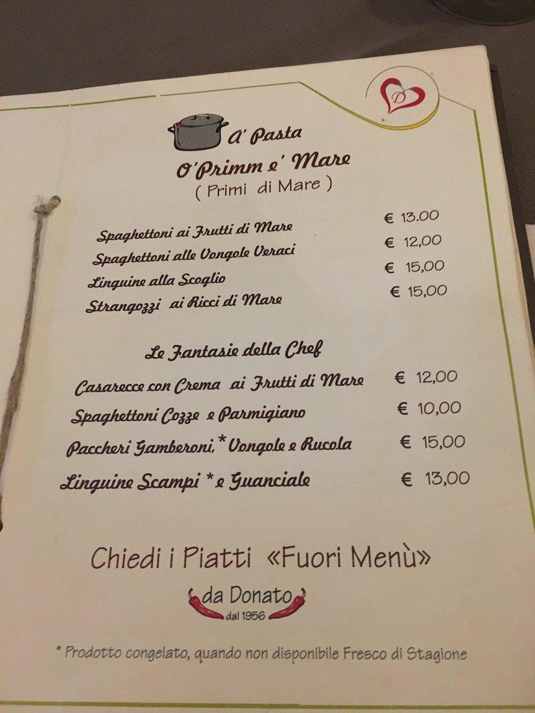 Speisekarte von Da Donato pizza, Neapel