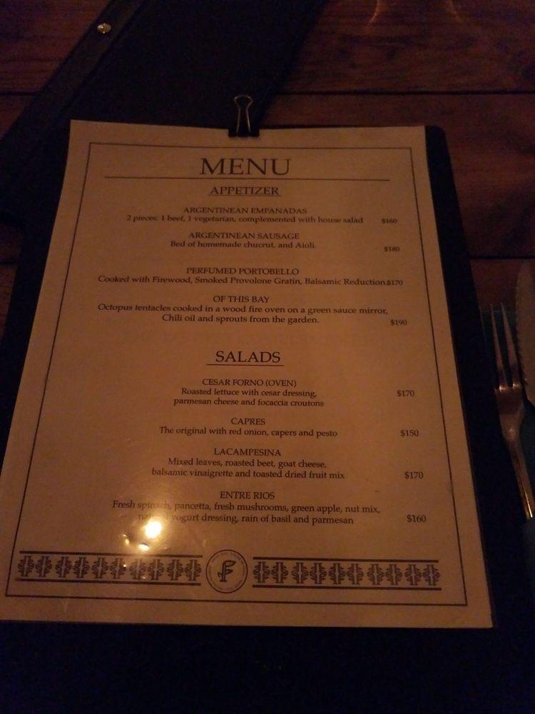 Menu at Florios Downtown pizzeria, Puerto Vallarta, Galeana 185
