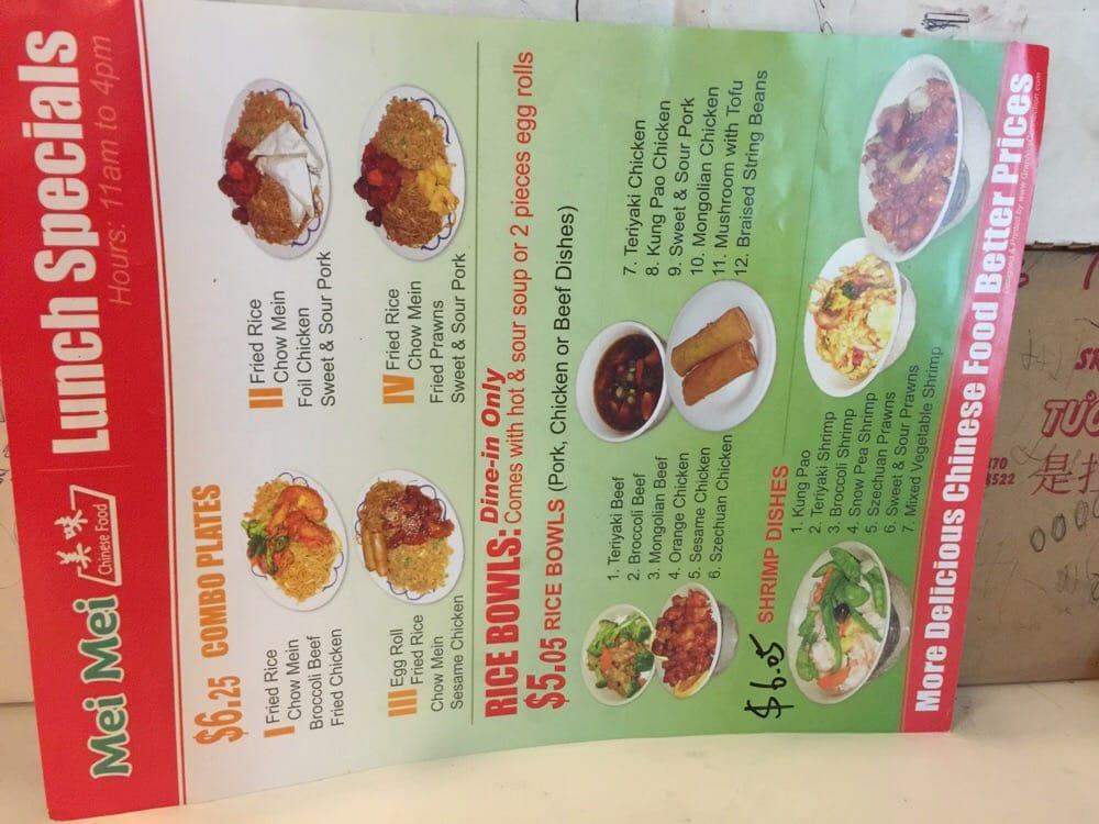 Menu at Mei Mei restaurant, Patterson