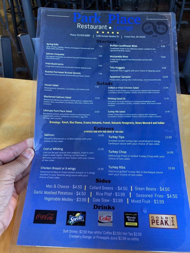 Menu at Park Place Restaurant, Cincinnati