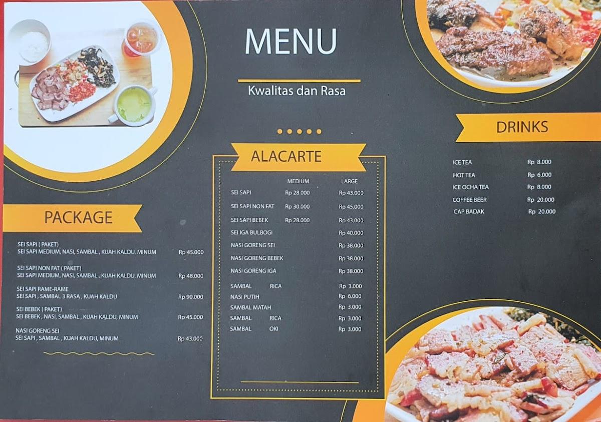 Menu at Sei Town restaurant, Central Jakarta