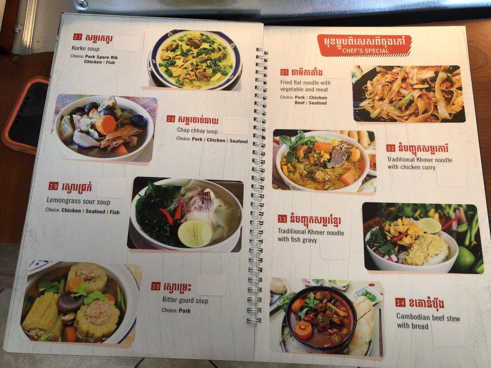 Menu at Cambodian and Chinese Fast Food, Tacoma