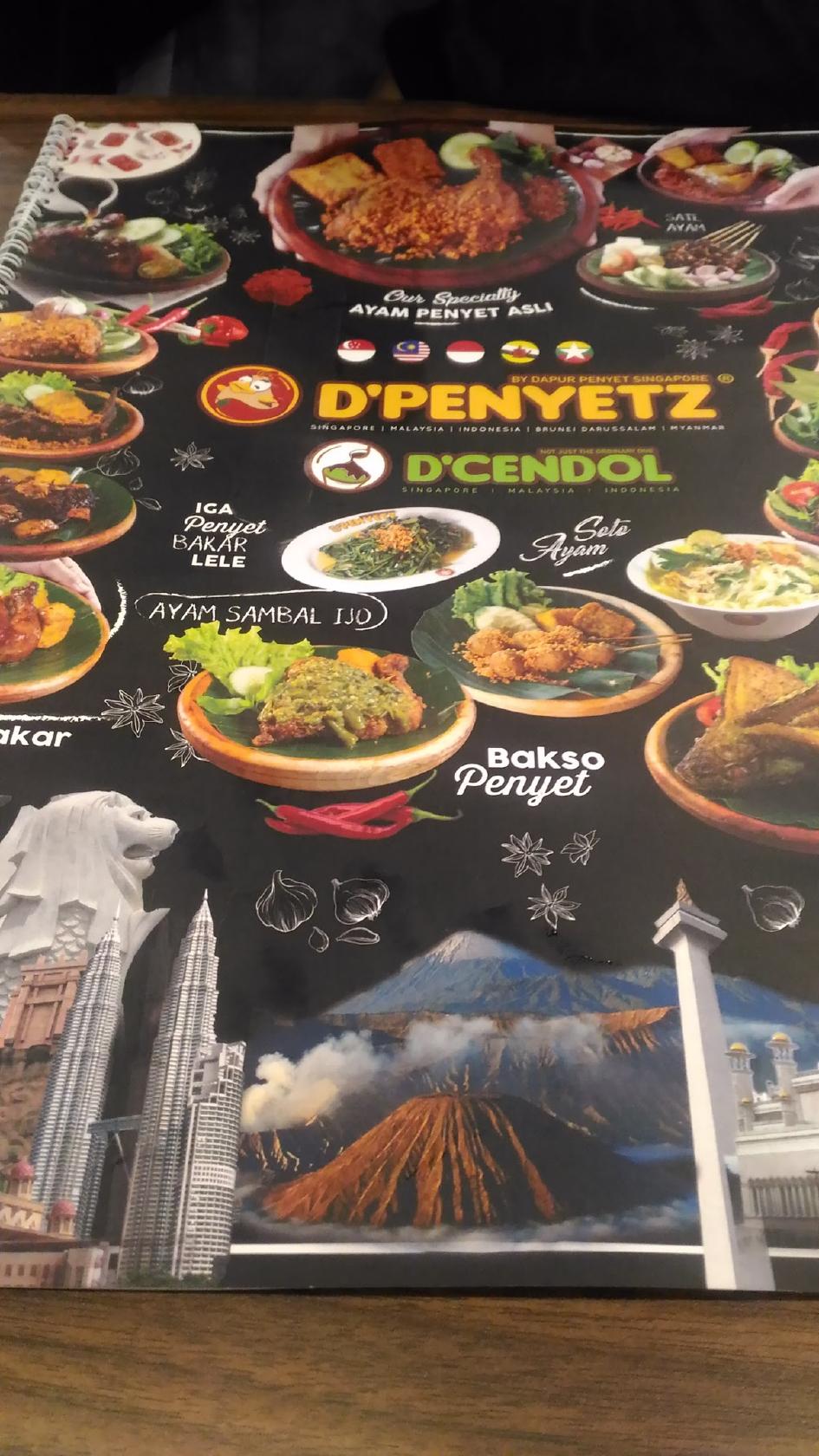 Carta del restaurante D'penyetz, Bandar Lampung