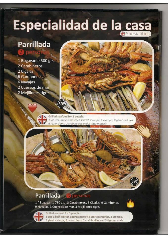 Carta del restaurante La Blanca Paloma, Madrid, Federico Mompou 20