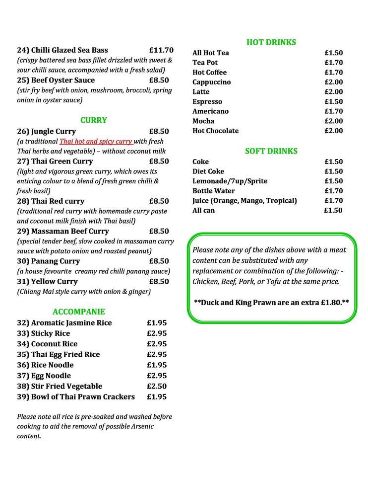 Menu at Pan Asian Cusine in Margate restaurant, Margate