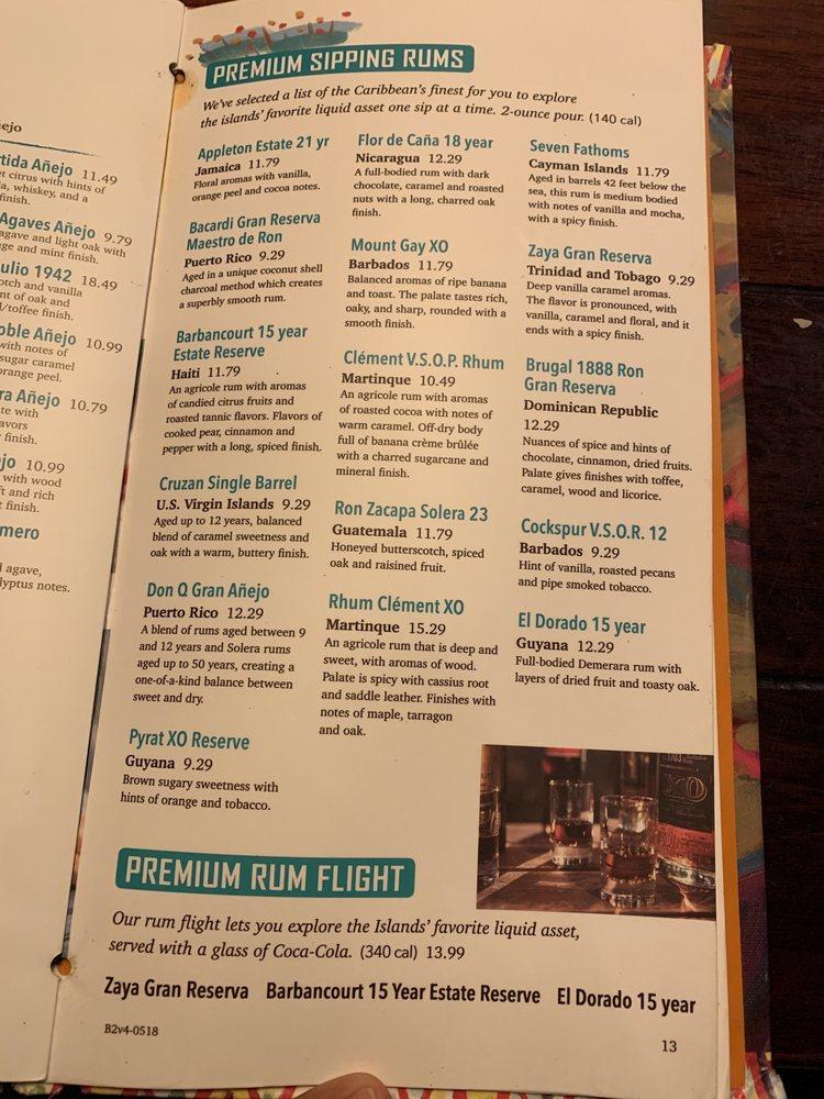 Menu at Bahama Breeze pub & bar, Pembroke Pines
