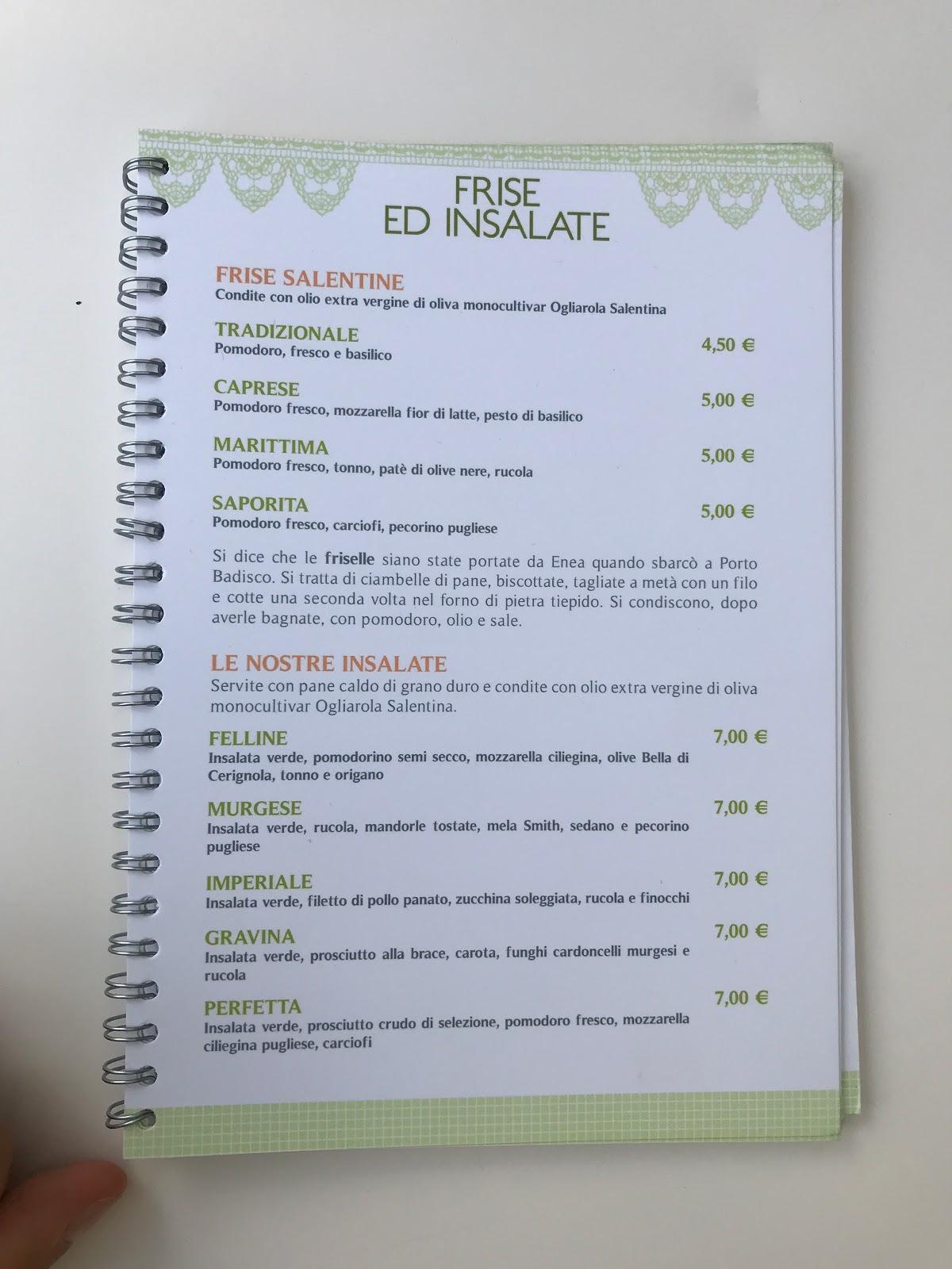 Menu da Bar "Il Trulletto", Alberobello