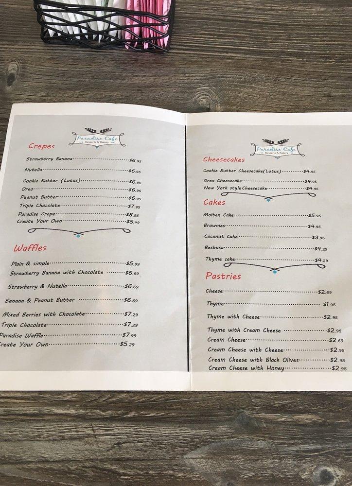 Menu at Paradise Cafe, Kalamazoo