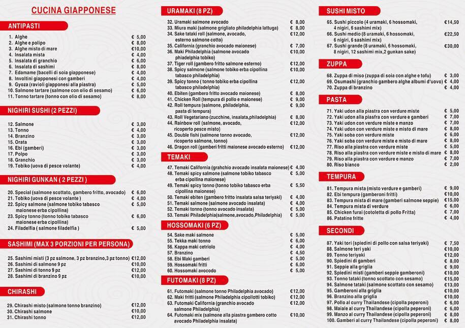 Menu da Ristorante Asian Fusion 168 - All you can eat, Nonantola