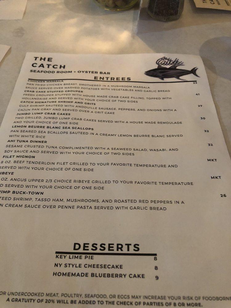 Menu at The Catch Seafood and Oyster Bar, Albany