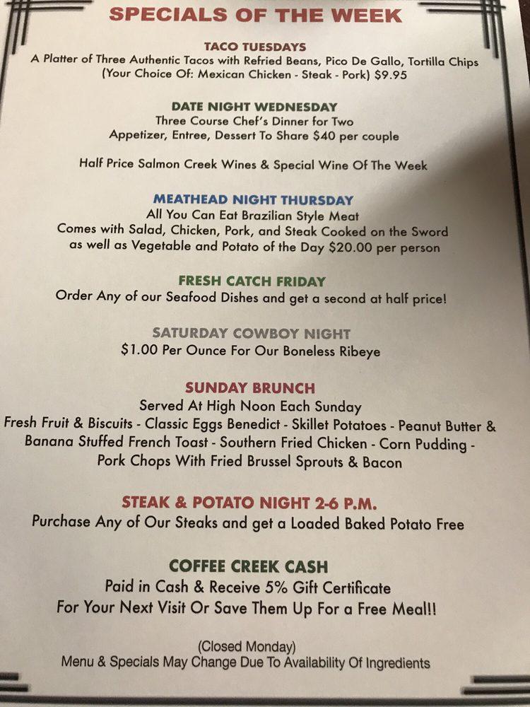 Menu at The Farmer Butcher Chef Bistro steakhouse, Austinburg