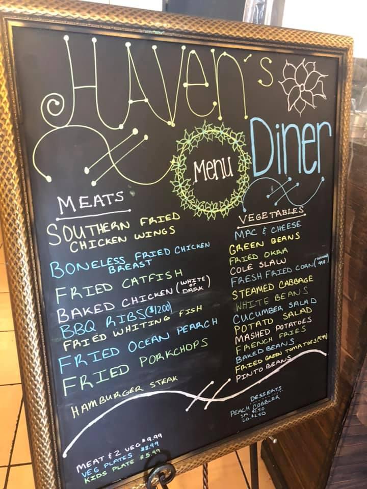 Menu at Havens Diner restaurant, Chattanooga