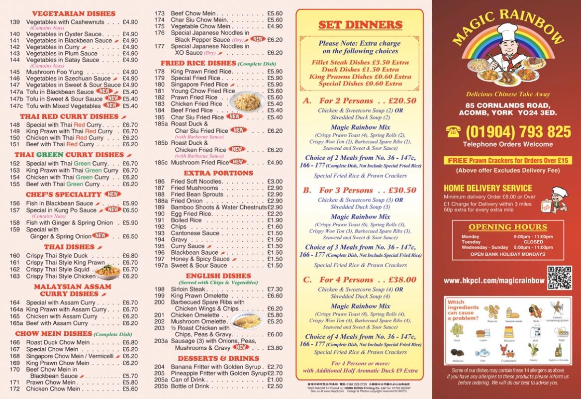 Menu at Magic Rainbow York #1 Salt and Pepper Party Box fast food, York