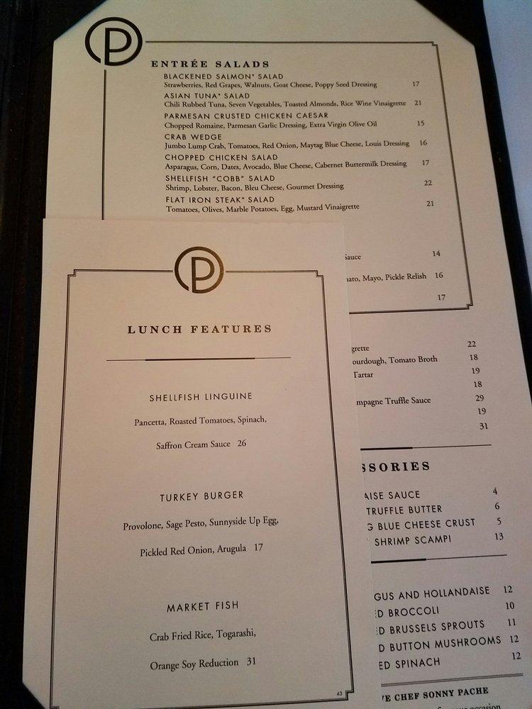 Menu at Ocean Prime steakhouse, Dallas
