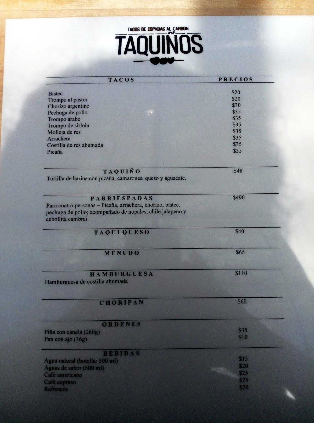 Carta del restaurante TAQUIÑOS NACIÓN, Santiago del Querétaro
