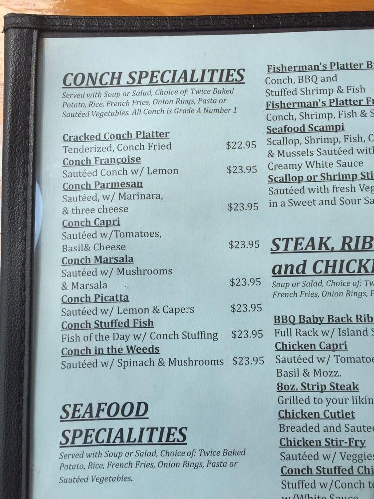 Menu at Cracked Conch Cafe, Marathon