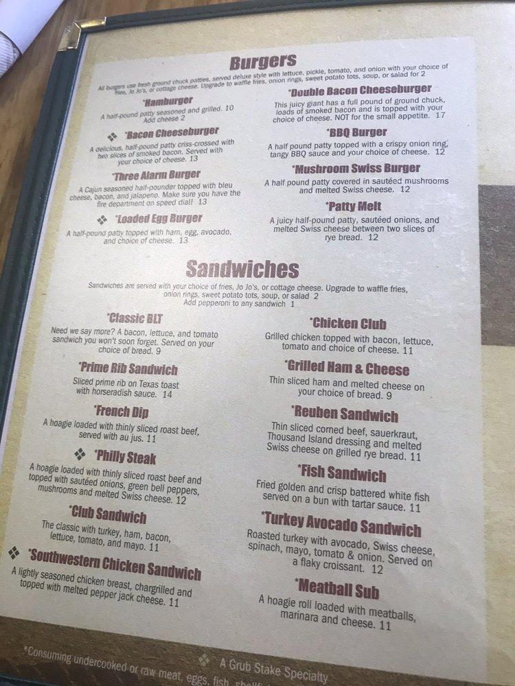 Menu at Grub Stake steakhouse, Helena Valley Northwest
