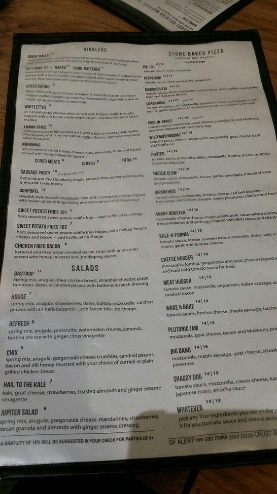 Menu at Jupiter pizzeria, Sugar Land
