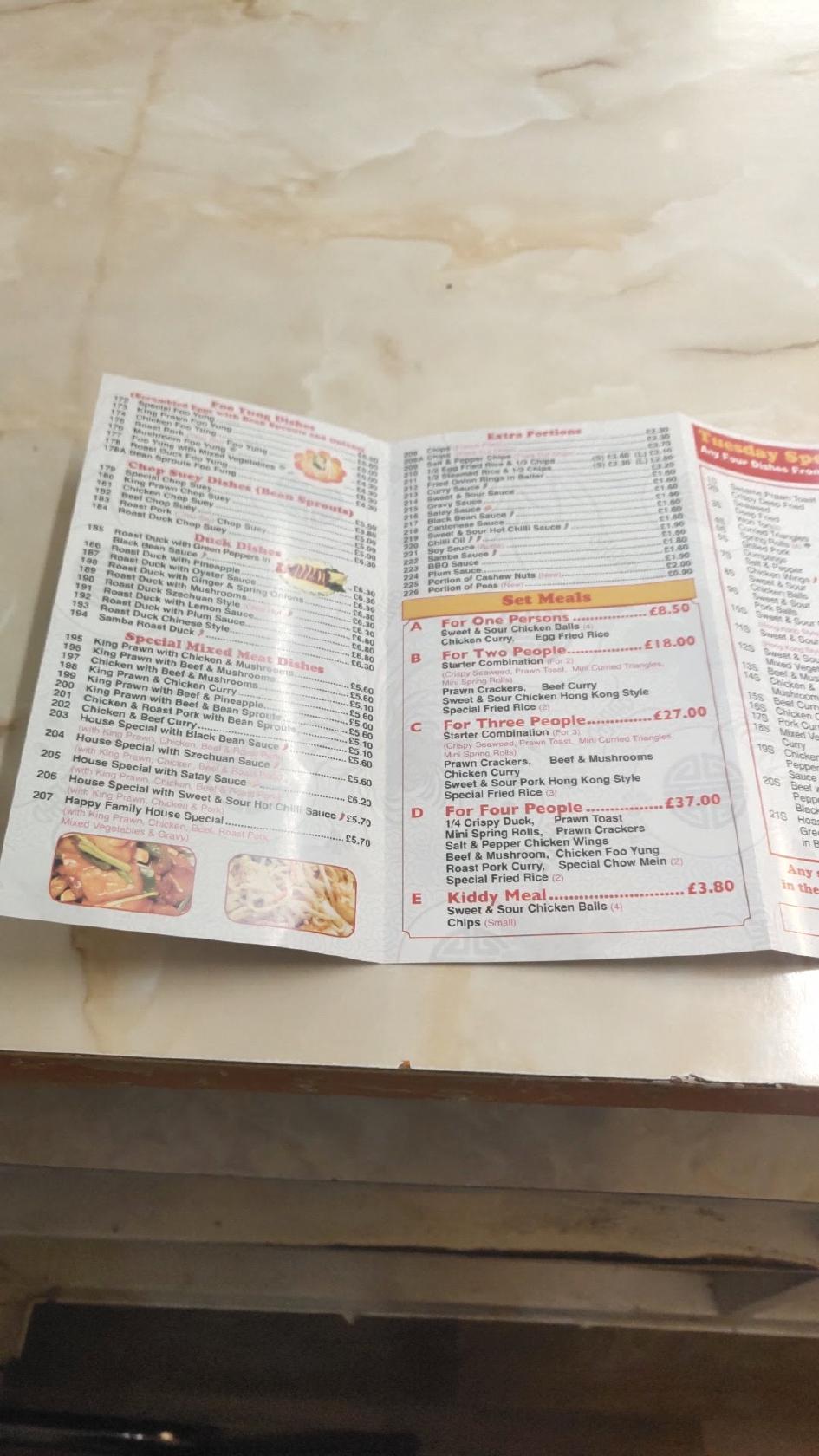 Menu at Manlee Chinese Take Away fast food, Scunthorpe