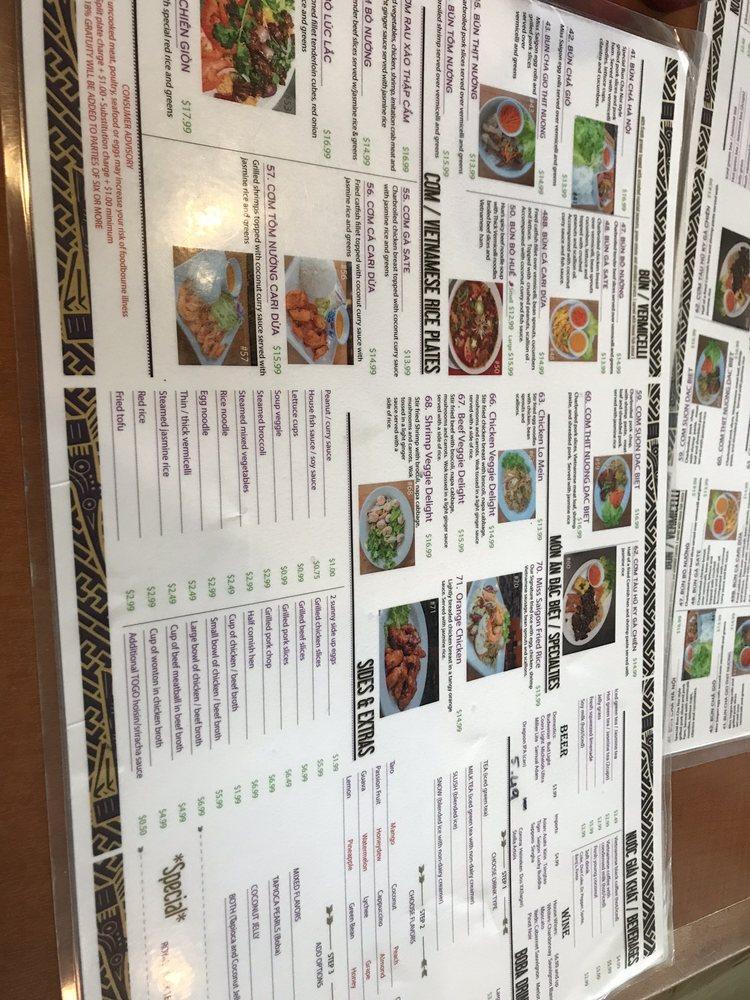 Menu at Miss Saigon restaurant, Tucson, N Campbell Ave